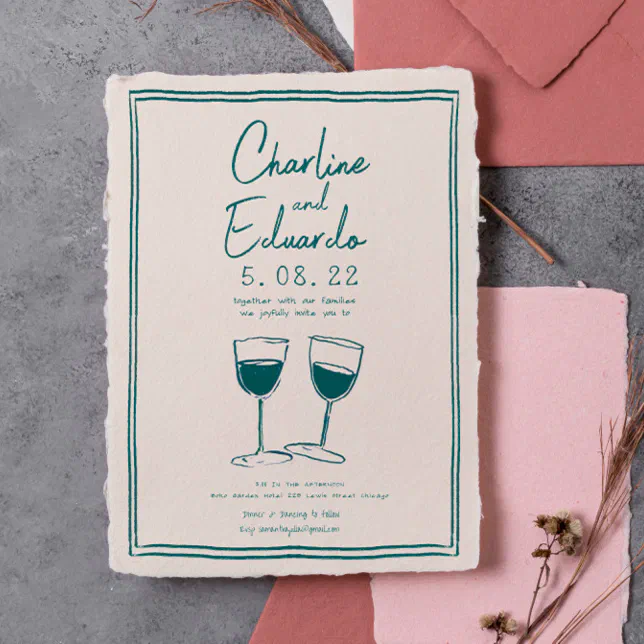 Handpainting Retro Contemporary Art Wedding Invitation | Zazzle