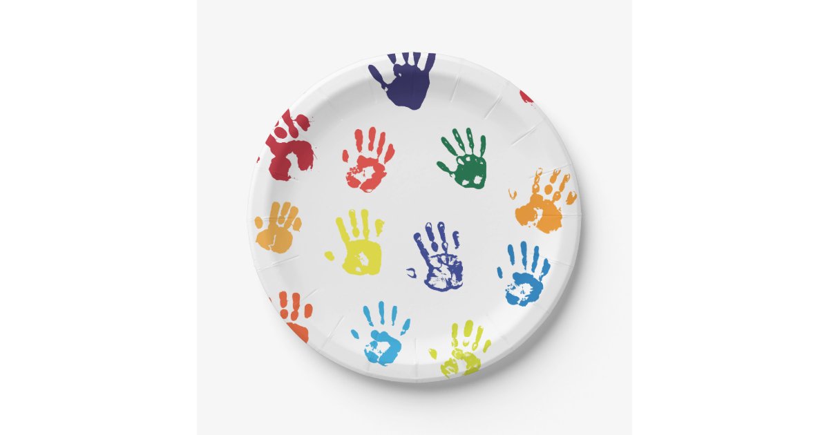 Handprints Paper Plates | Zazzle