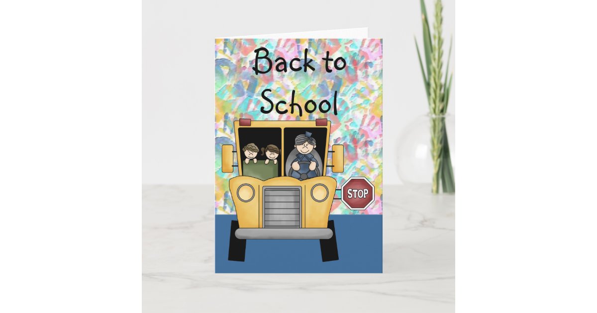 Handprints & School Bus Back to School Card | Zazzle