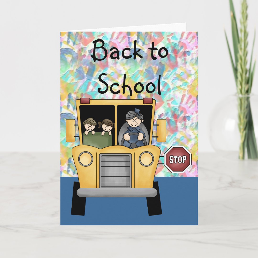 Handprints & School Bus Back to School Card | Zazzle