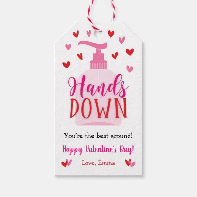 Hands Down Gift Tag, Valentine's Day Soap Gift Tag | Zazzle