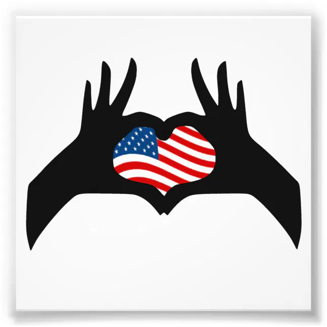 Hands Heart Symbol United States American Flag Photo Print | Zazzle