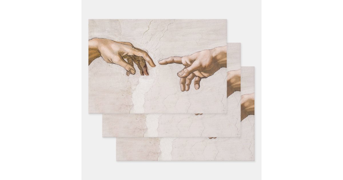 Hands of God the Father and Adam by Michelangelo Wrapping Paper Sheets ...