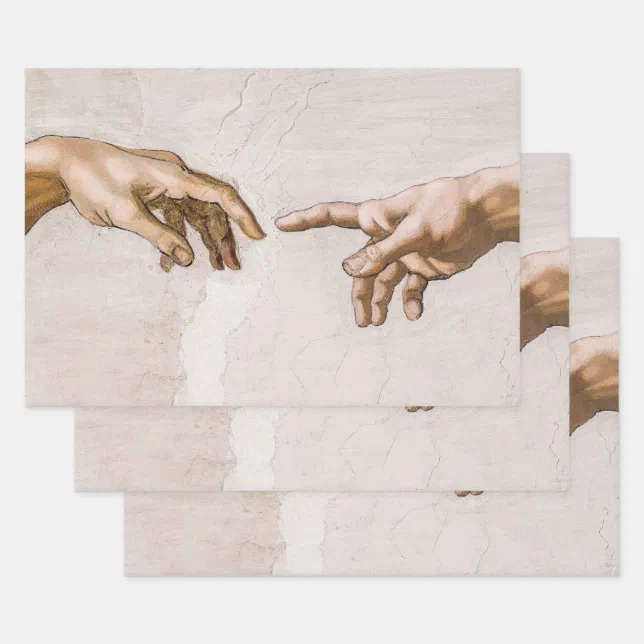 Hands of God the Father and Adam by Michelangelo Wrapping Paper Sheets ...