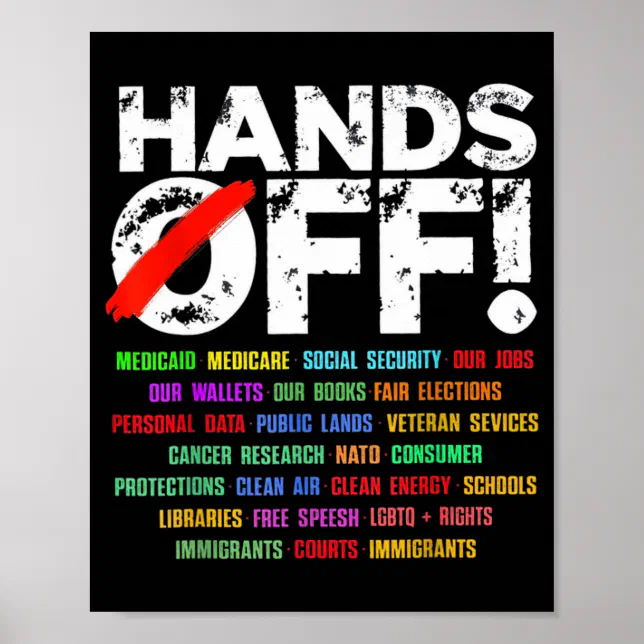 Hands Off Protest Social Security And Medicare Pro Poster | Zazzle