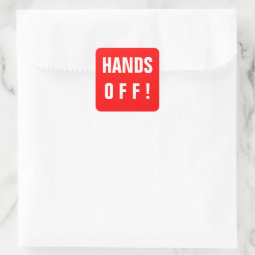 Hands Off! sign red Square Sticker | Zazzle