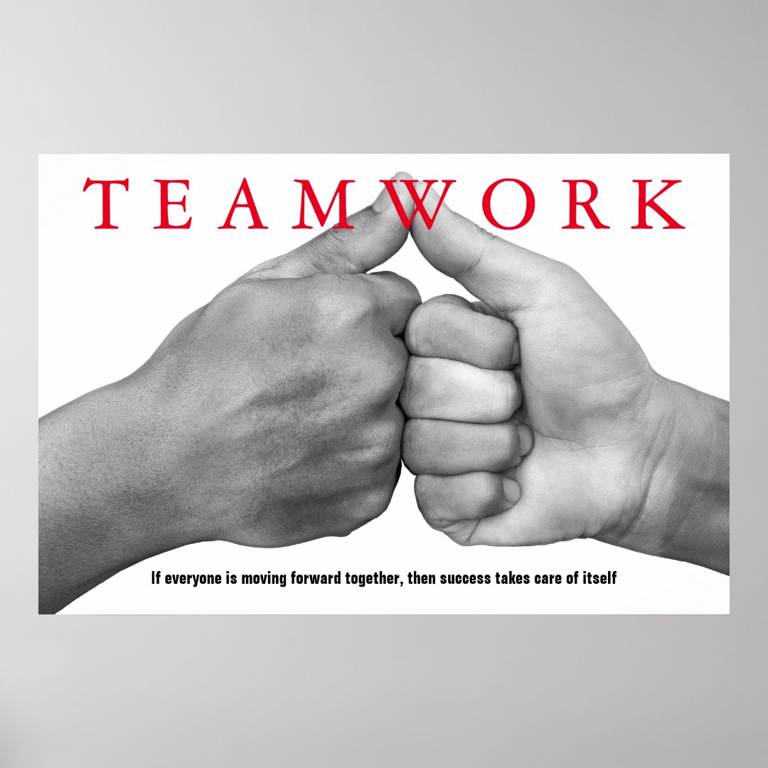 Hands Teamwork Inspirational Quote Motivational Poster | Zazzle