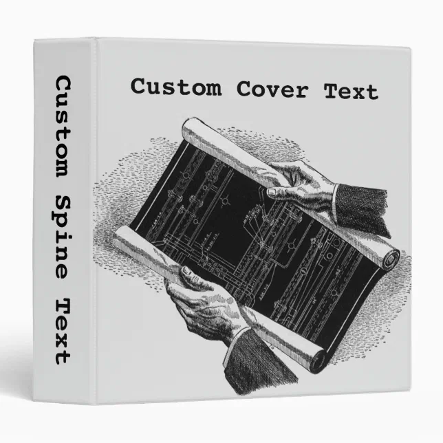 Hands w Architectural Blueprints, Vintage Business 3 Ring Binder | Zazzle