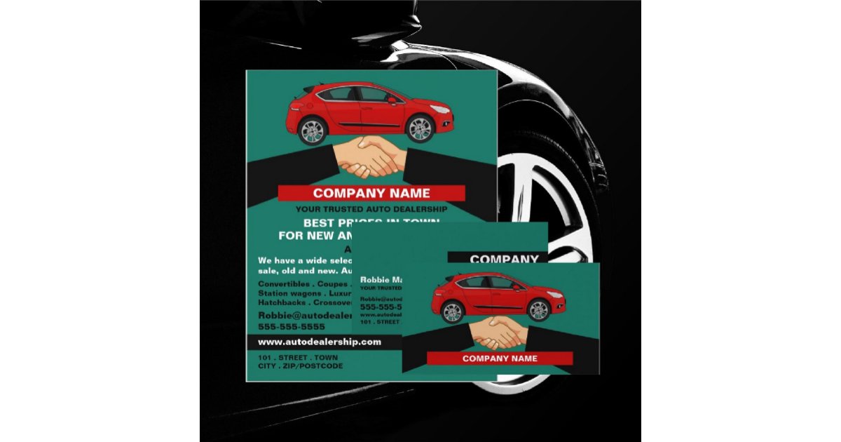 Handshake Design, Auto Dealer Business Card | Zazzle