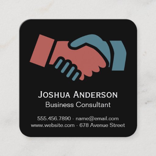 Handshake Icon | Business Consultant Square Business Card | Zazzle