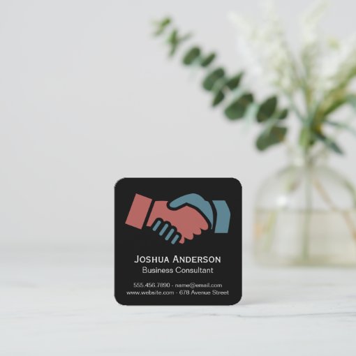 Handshake Icon | Business Consultant Square Business Card | Zazzle
