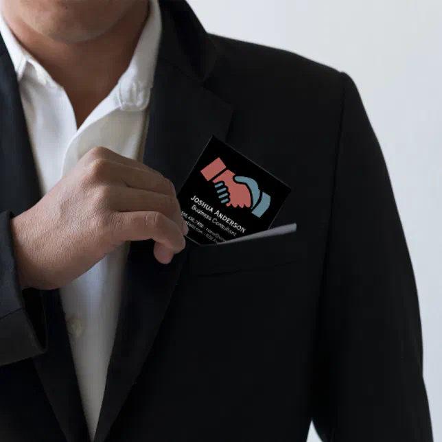 Handshake Icon | Business Consultant Square Business Card | Zazzle