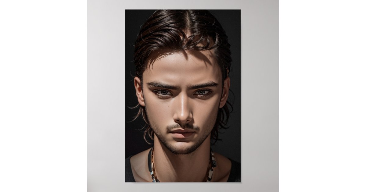Handsome and serious-looking Asian guy. Poster | Zazzle