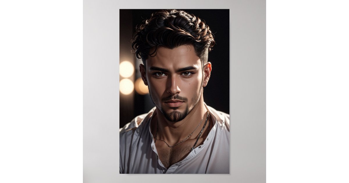 Handsome Arabic man on a dark background. Poster | Zazzle