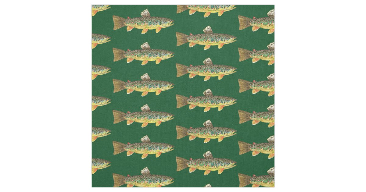 Handsome Brown Trout Fishing Fisherman's Fabric | Zazzle