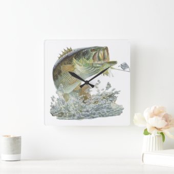 Handsome Gone Fishing Largemouth Bass Wall Clock | Zazzle