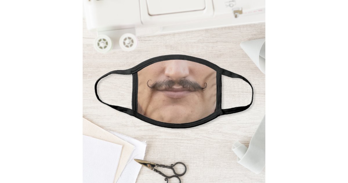 Handsome man with mustache face mask | Zazzle