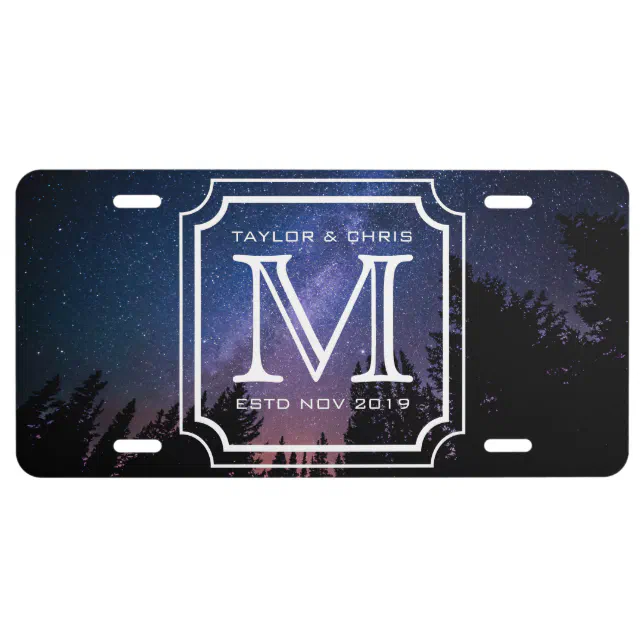 Handsome Monogram Beautiful Landscape Photo Simple License Plate | Zazzle