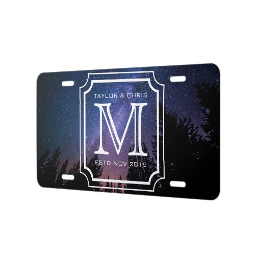 Handsome Monogram Beautiful Landscape Photo Simple License Plate | Zazzle
