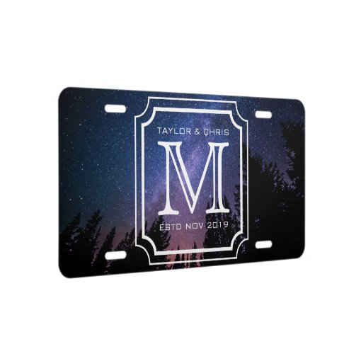 Handsome Monogram Beautiful Landscape Photo Simple License Plate | Zazzle