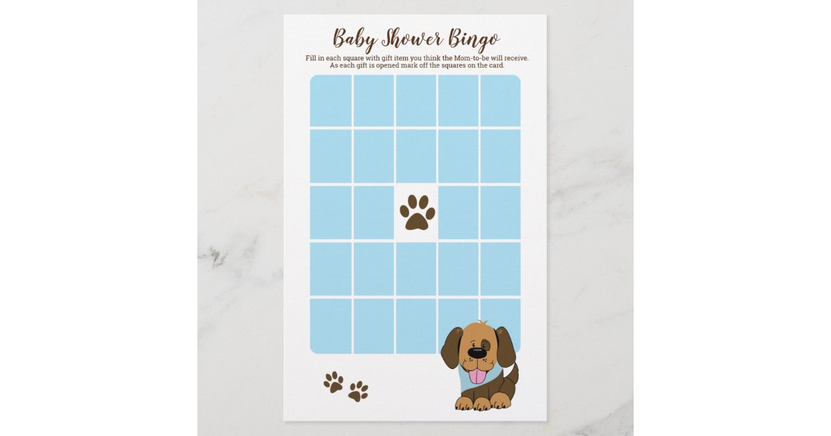 Handsome Puppy Dog Boy Baby Shower Bingo Game | Zazzle