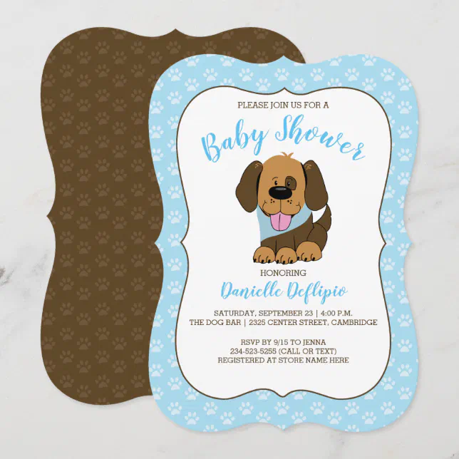 Handsome Puppy Dog Boy Baby Shower Invitation | Zazzle