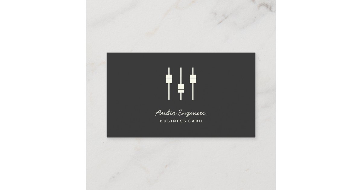 Handwriting Audio Engineer | Cream & Charcoal Business Card | Zazzle