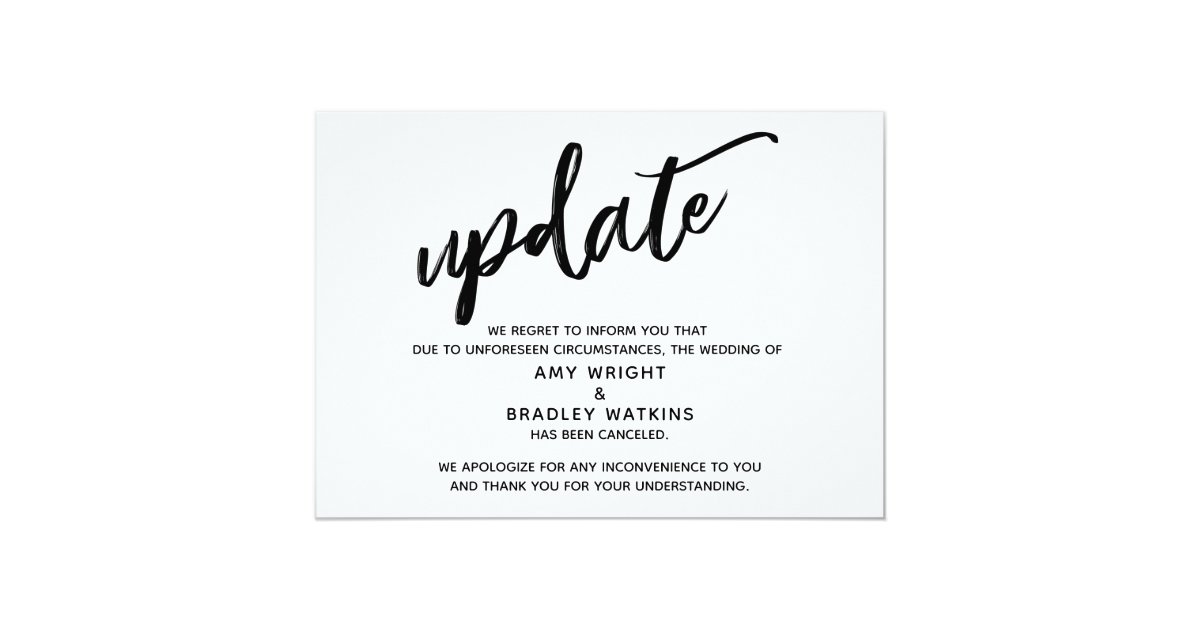 Handwriting Canceled Wedding Announcement Update | Zazzle.com