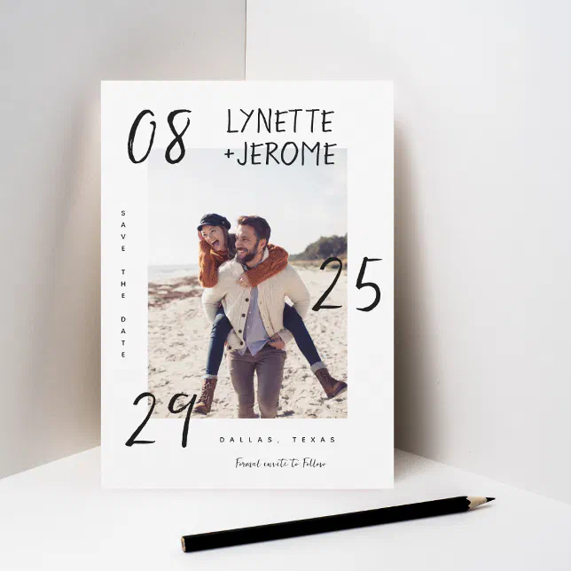 Handwriting Date Handwritten Script Photo Wedding Save The Date | Zazzle