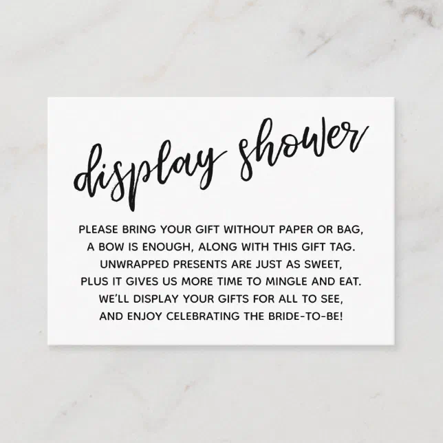 Handwriting Display Shower Gift Enclosure Card | Zazzle