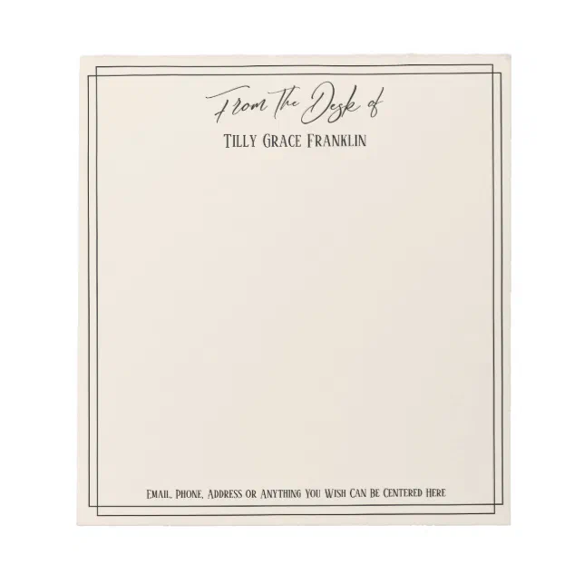 Handwriting From the Desk of Simple Elegant Cream Notepad | Zazzle