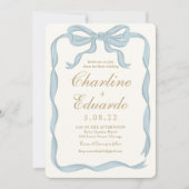 Handwriting Funky Blue Ribbon Striped Invitation | Zazzle