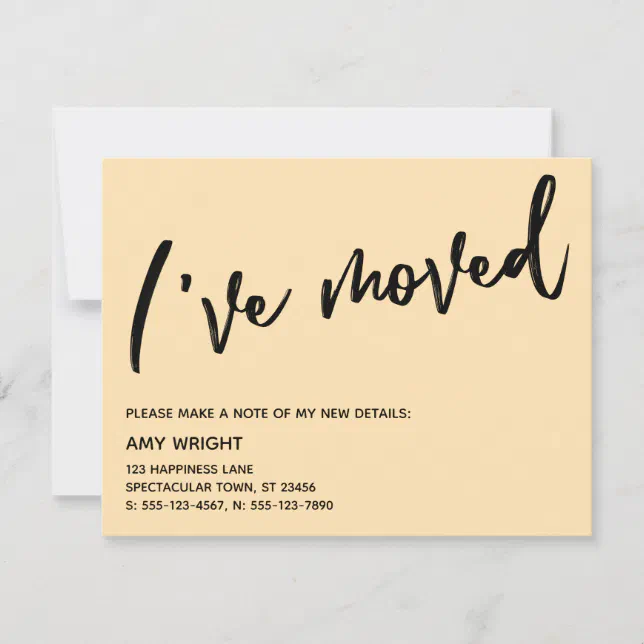 Handwriting I've Moved Peach Announcement Card | Zazzle