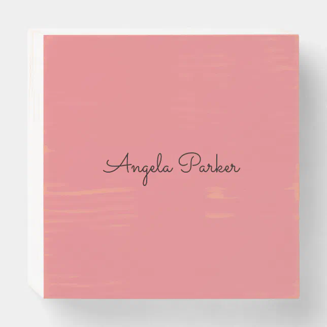 Handwriting Plain Simple Pink Professional Name Wooden Box Sign | Zazzle