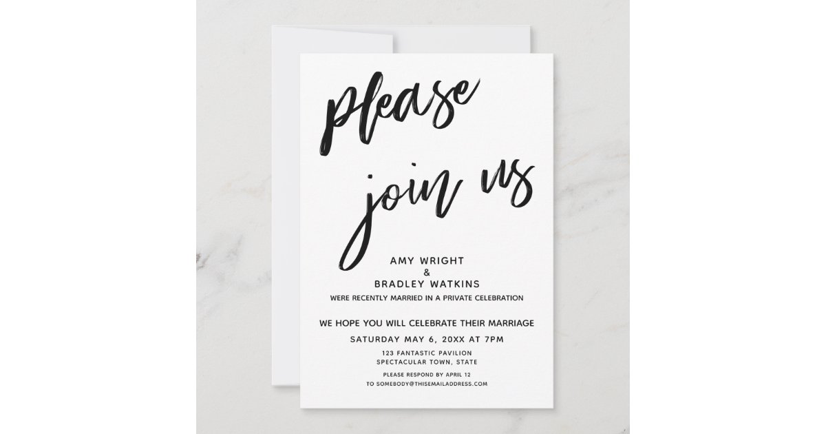 Handwriting Please Join Us After Wedding Reception Invitation | Zazzle