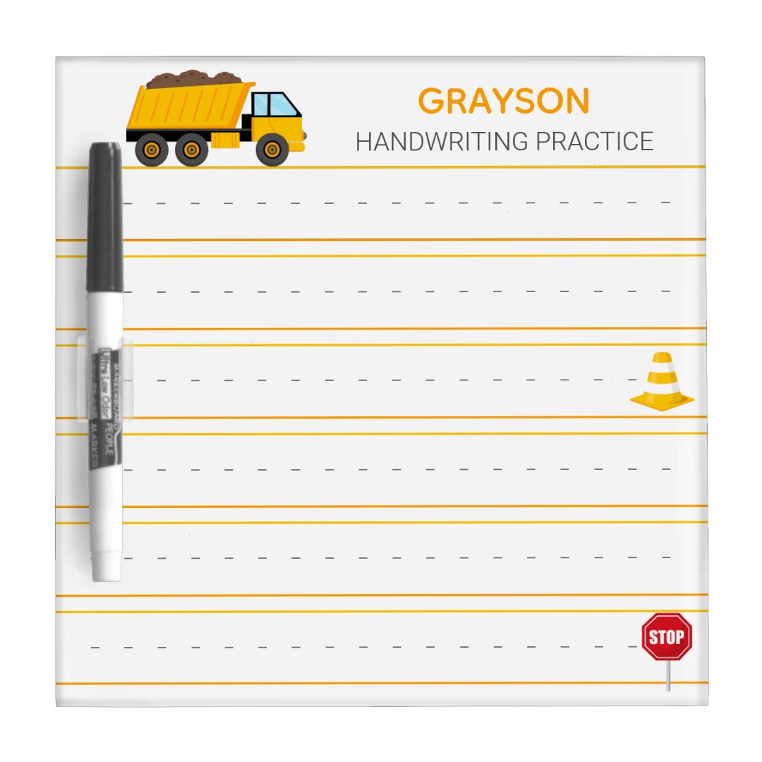 Handwriting Practice Name Truck Dry Erase Board | Zazzle