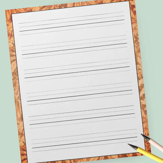 Handwriting Practice Sheets Autumn Orange Leaves Notepad | Zazzle