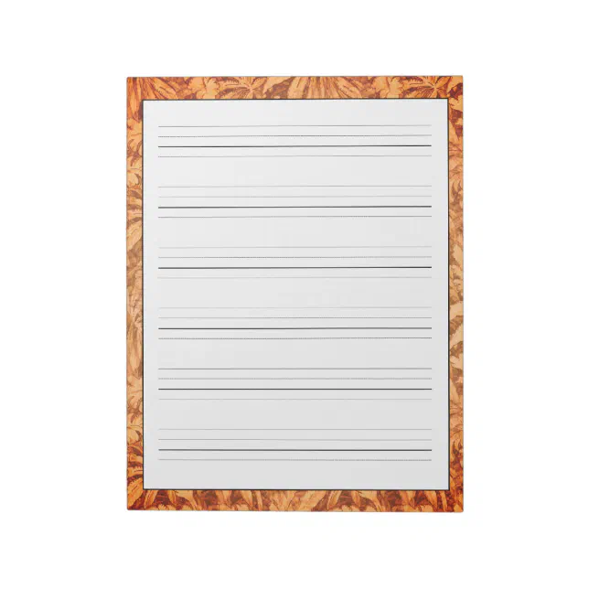 Handwriting Practice Sheets Autumn Orange Leaves Notepad | Zazzle
