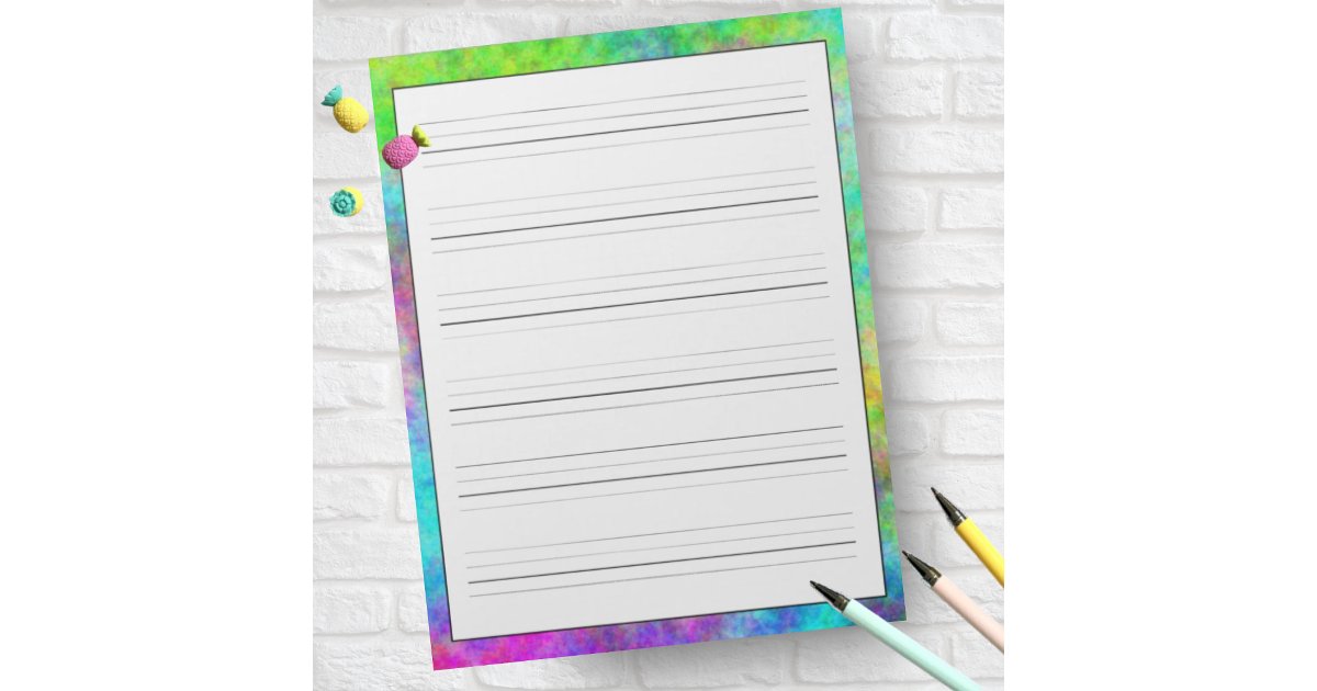 Handwriting Practice Sheets Modern Neon Colors Notepad | Zazzle