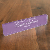 Handwriting Purple Professional Plain Elegant Desk Name Plate | Zazzle