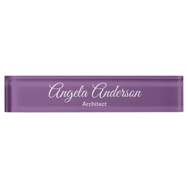 Handwriting Purple Professional Plain Elegant Desk Name Plate | Zazzle