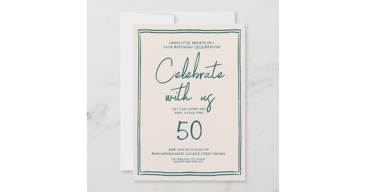 Handwriting Retro 50th Birthday Party Invitation | Zazzle