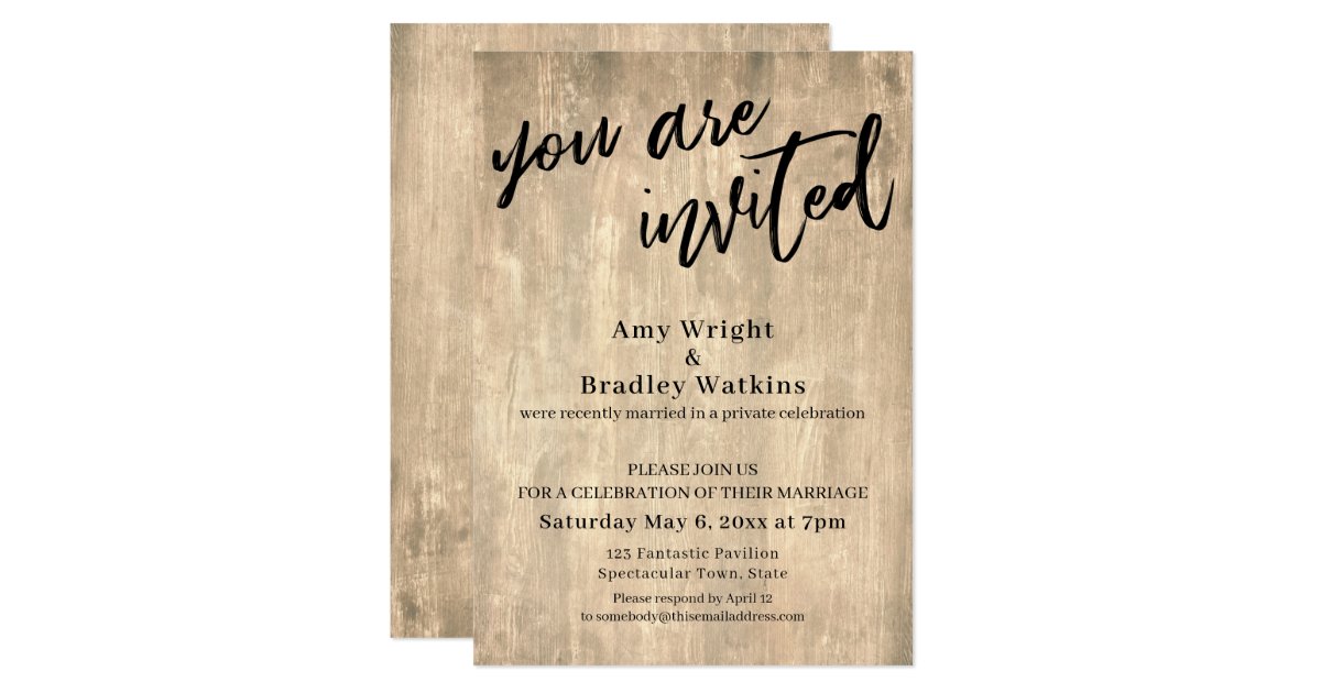 Handwriting, Rustic You Are Invited Reception-Only Invitation | Zazzle.com