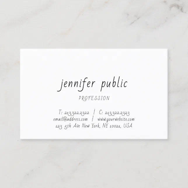 Handwriting Script Elegant Modern Simple Template Business Card | Zazzle