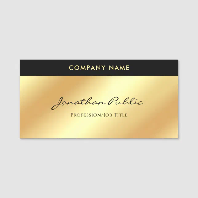Handwriting Script Glamour Gold Template Modern Name Tag | Zazzle
