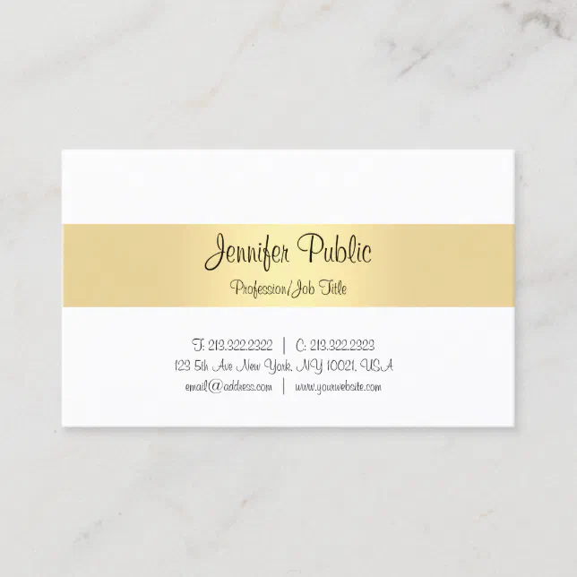 Handwriting Script Gold Elegant Simple Template Business Card | Zazzle