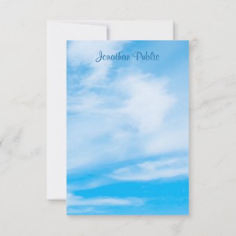 Handwriting Script Name Blue Sky Clouds Template | Zazzle