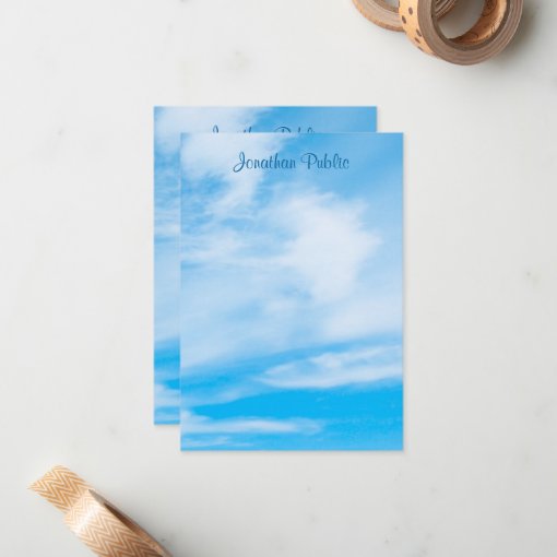 Handwriting Script Name Blue Sky Clouds Template | Zazzle