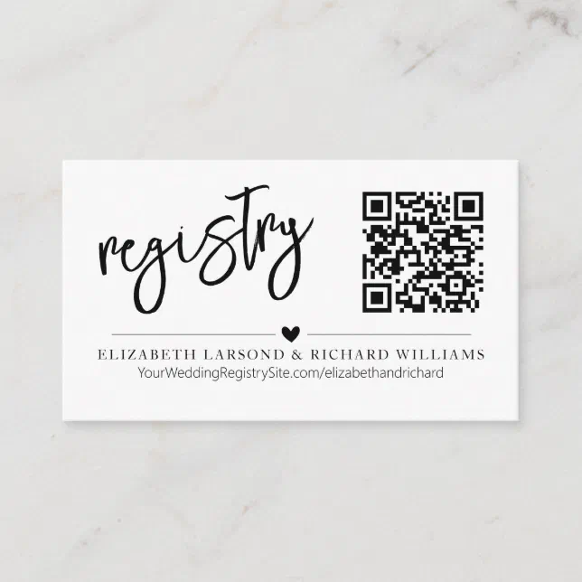 Handwriting Simple Modern Wedding Registry QR Enclosure Card | Zazzle
