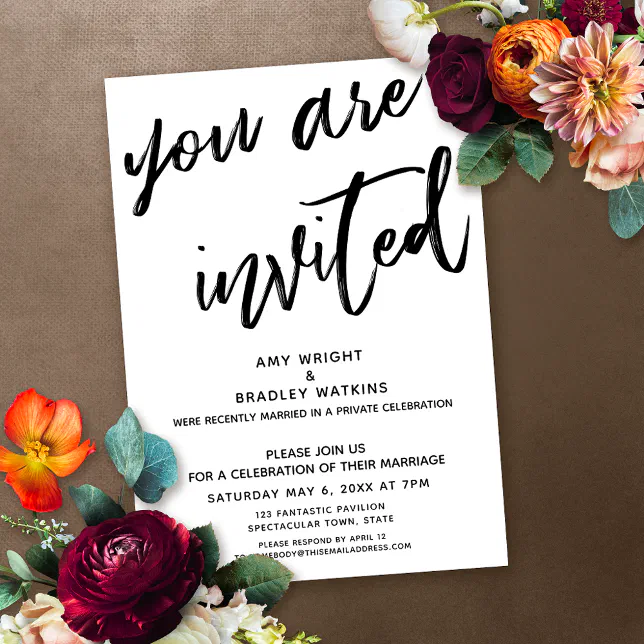 Handwriting You Are Invited Post-Wedding Reception Invitation | Zazzle